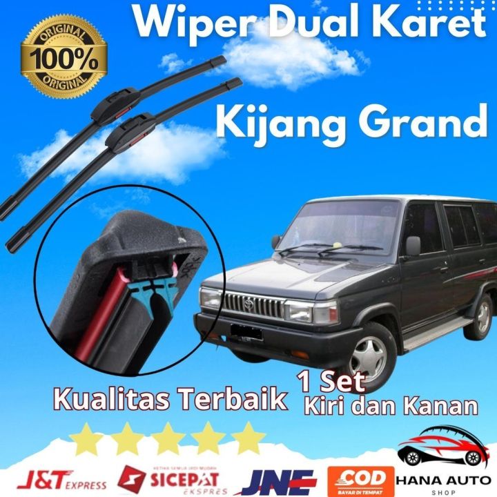 [BISA COD] Wiper Dual Karet / Double Karet 2 Lapis Karet Frameless Kijang Sapuan Kaca Mobil ...