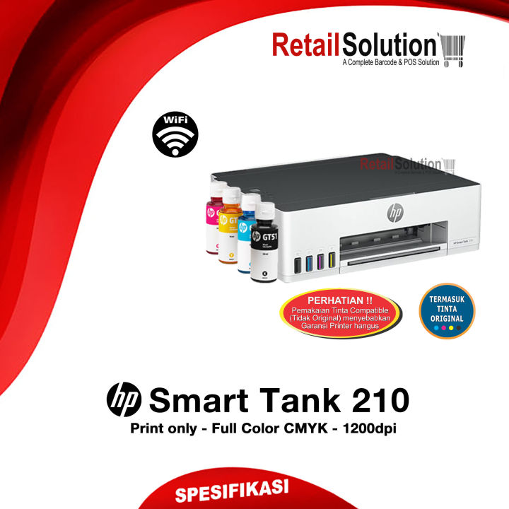 Printer Warna A4 USB WiFi Infus Tanki - HP Smart Tank 210 | Lazada ...
