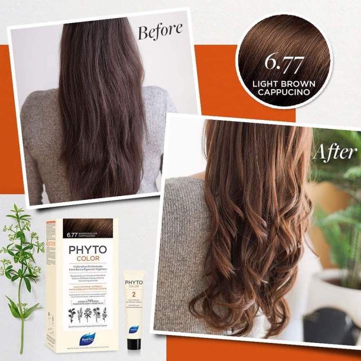 Phytocolor 6.77 Light Brown Cappucino Semir Rambut Hair Coloring Vegan ...