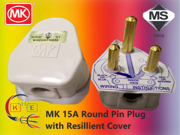 [ORIGINAL] MK 515 15A 3 ROUND PIN RESILIENT PLUG TOP WITH SIRIM APPROVAL - WHITE | Lazada
