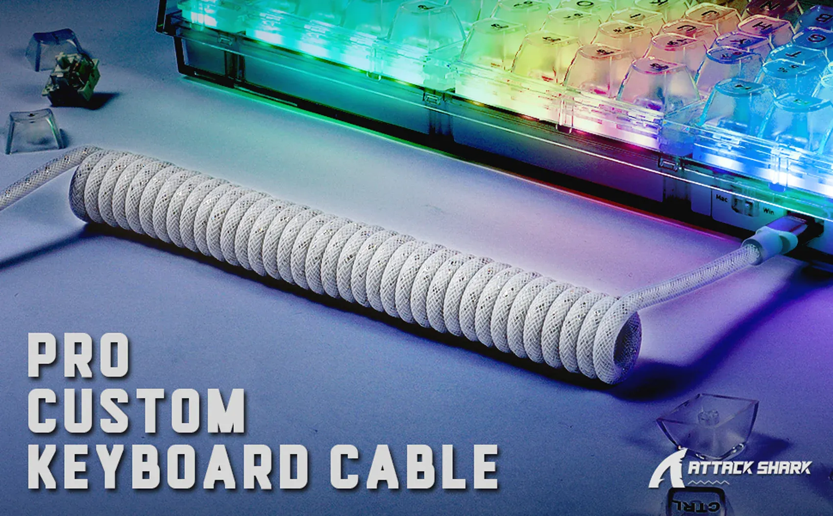 ATTACK SHARK C03 COILED CABLE, Double Sleeved Type-C Cable With Gold ...