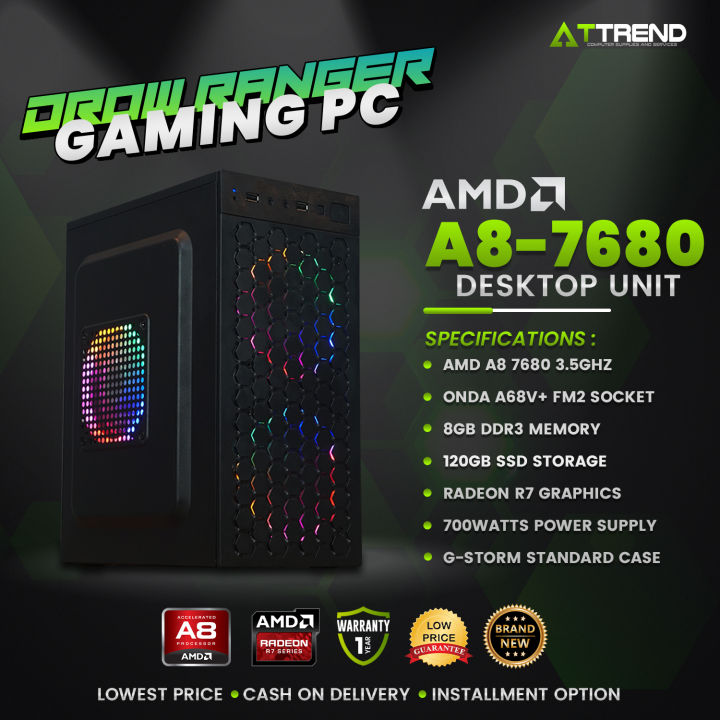 BRAND NEW AMD A8 GAMING DESKTOP UNIT | AMD A8-7680 3.5GHZ, 8GB DDR3 ...
