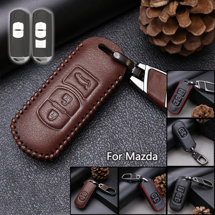 Leather Car Key Fob Case Cover Keychain For Mazda 2 3 5 6 CX3 CX5 CX7 ...