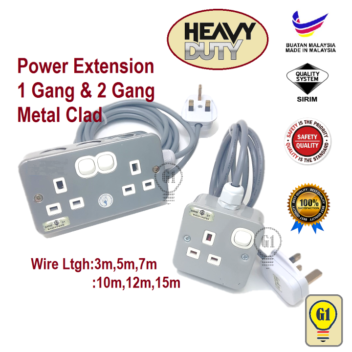 Power Extension Wire/Trailing socket Metal Clad 1 Gang & 2 Gang(Heavy ... Power Extension Wire/Trailing socket Metal Clad 1 Gang & 2 Gang(Heavy ...