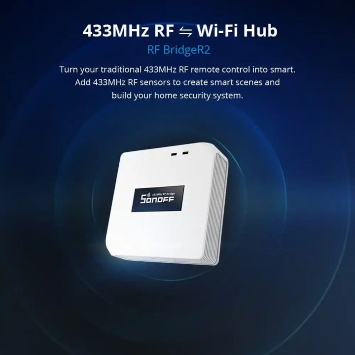 SONOFF RF Bridge R2 433MHz RF Wi-Fi Wireless Gateway Smart Scene Home ...