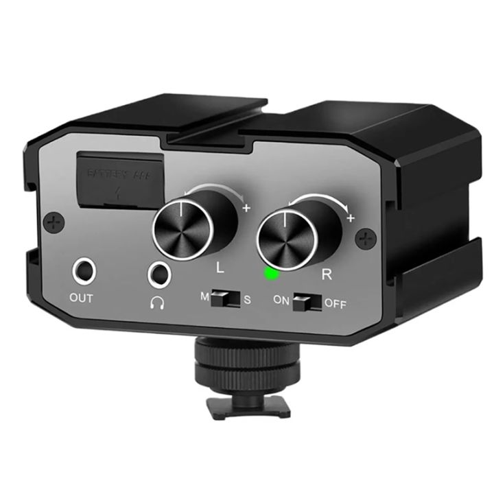 DSLR Microphone Adapter Audio Mixer with Real-Time Monitoring Dual ...