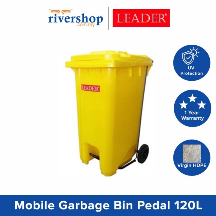 Leader 120Litres 2 Wheelie Mobile Garbage Compost Wastebin 120L Dustbin ...