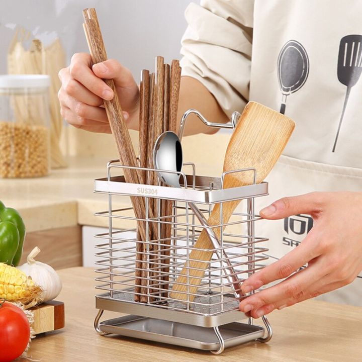 Stainless Steel Kitchen Utensils Spoon and Fork Organizers Chopsticks ...
