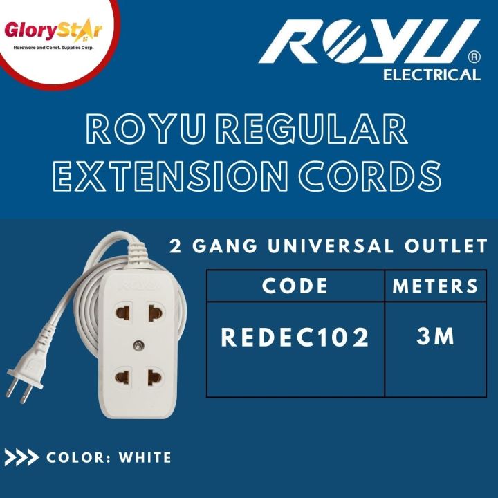 ROYU ELECTRICAL REGULAR EXTENSION CORDS 2 GANG UNIVERSAL OUTLET | Lazada PH