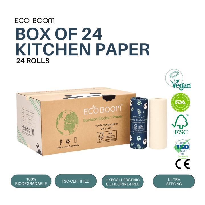 BOX OF 24 ECO BOOM Biodegradable Bamboo Kitchen Roll | Lazada PH