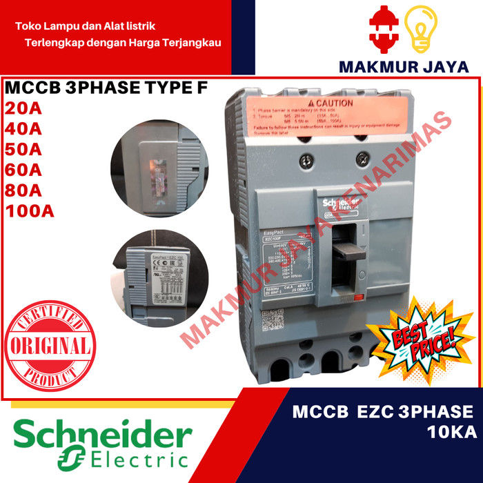 MCCB EZC SCHNEIDER 20A 40A 50A 60A 80A 100A AMPERE EASYPACT | Lazada ...