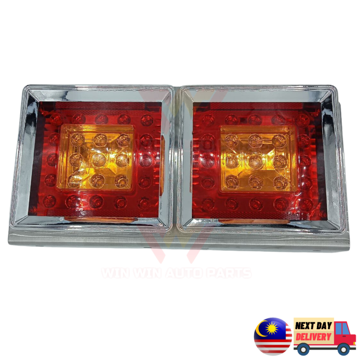 UNIVERSAL 12V/24V SQUARE LED CHROME TAIL LAMP FOR LORRY TRUCK TRAILER ...