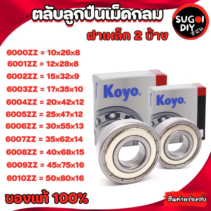 ตลับลูกปืน KOYO 6000 6001 6002 6004 6005 6006 6007 6008 6009 6010 ฝาเหล็ก 2 ข้าง Made in Japan ...