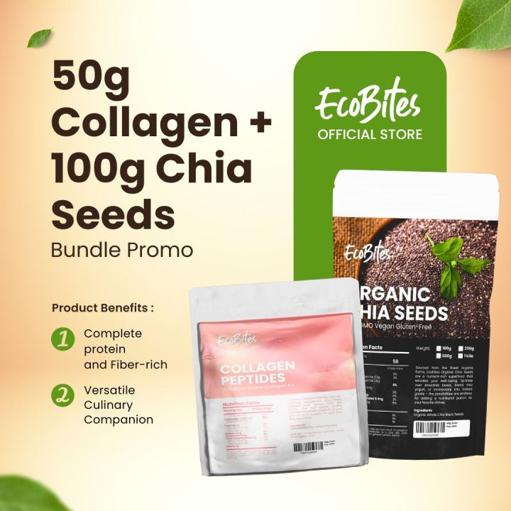 Ecobites Chia Seed 100g and Collagen Powder Bovine Unflavored 50g ...