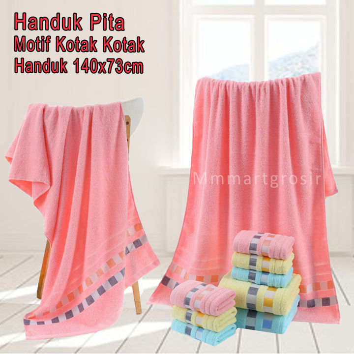Handuk Mandi / Handuk Pita / Motif Kotak / 140x73cm | Lazada Indonesia