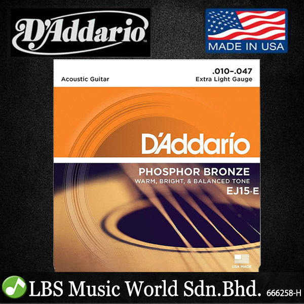 D'addario EJ15 Phosphor Bronze Extra Light Acoustic Guitar String (10 ...