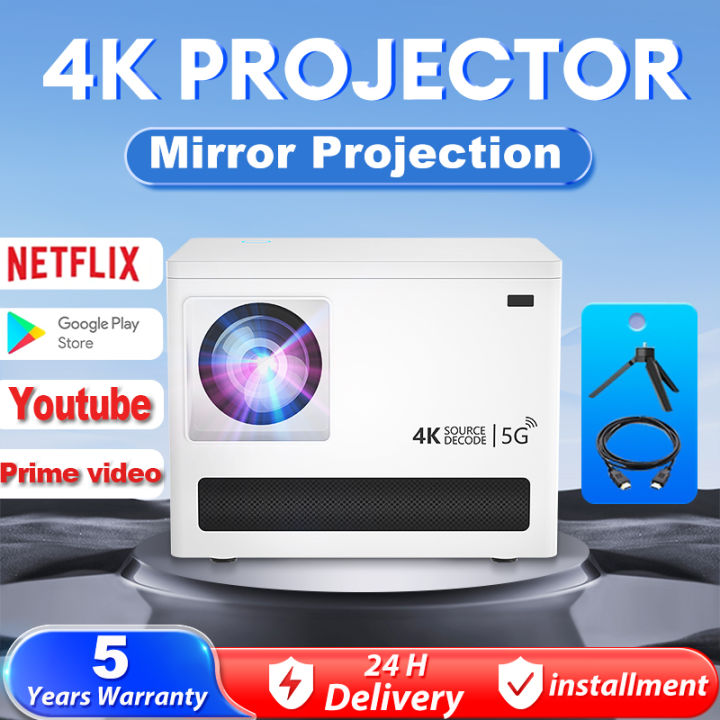 Smart Projector Android 10.0 TV OS 4K HD VARB Portable Bluetooth 4.0 ...