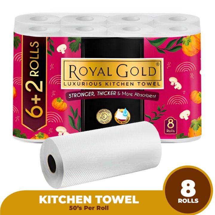 SKM Royal Gold Luxurious White Kitchen Towel Tissue (50's x 8 Rolls ...