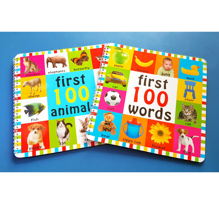 First 100 Words and 100 Animals Book Set (2pcs) - Educational Toddlers ...