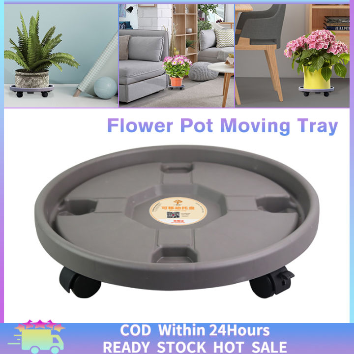[Fast Delivery] Flower Pot Moving Tray with Wheels 10inch Flowerpot ...