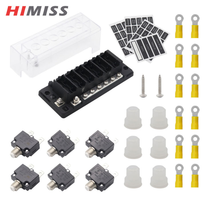 HIMISS 100A 6 Circuits Bus Bar Power Distribution Block #8 Screw ...