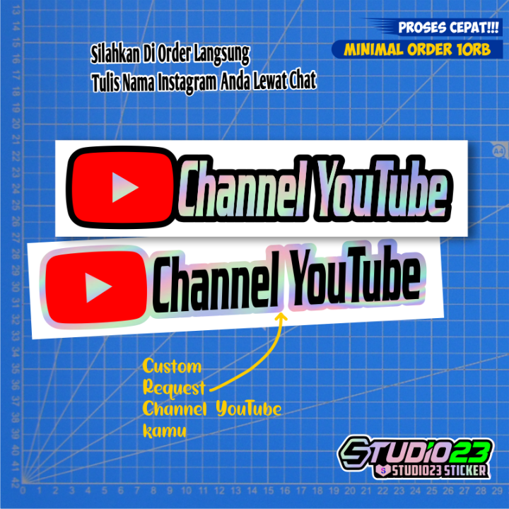 Stiker nama channel YouTube Custom Hologram | Lazada Indonesia