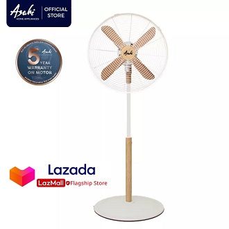 Asahi Stand Fan XF-6077 | 16" Metal Blade Retro Wooden Stand Fan XF6077 ...