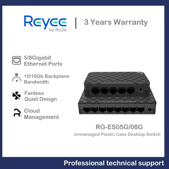 Ruijie-Reyee RG-ES05G/08G 5/8-Port 10/100/1000M Mbps Desktop Switch Hub ...