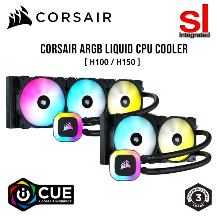 Corsair H100 / H150 RGB High Performance AIO ARGB Liquid CPU Cooler ...