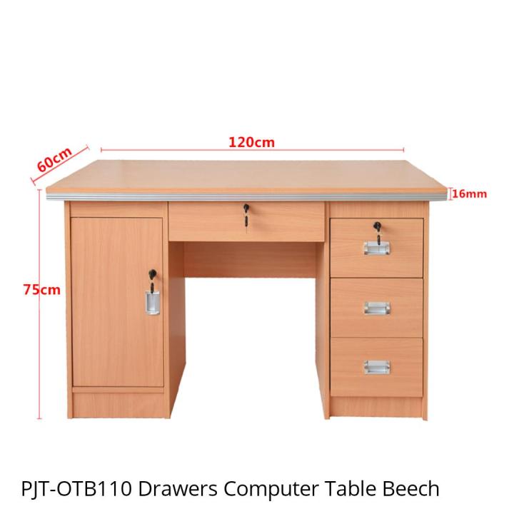 Optimax PJT-OTB110 Office Computer Table with Five Drawers and Locks ...