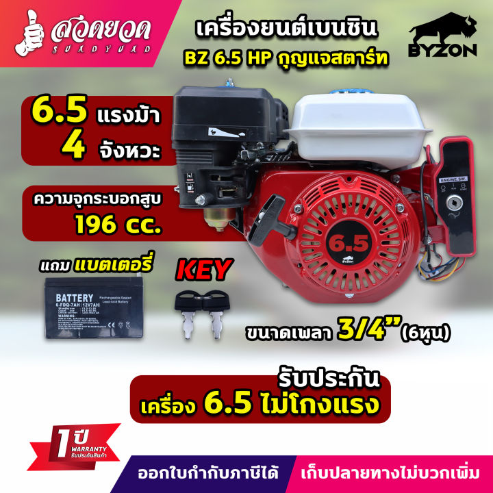 BYZON 5.5 HP กุญแจสตาร์ท , 6.5 HP กุญแจสตาร์ท เครื่องยนต์เบนซิน 4 จังหวะ เครื่องยนต์เบนซิน ...