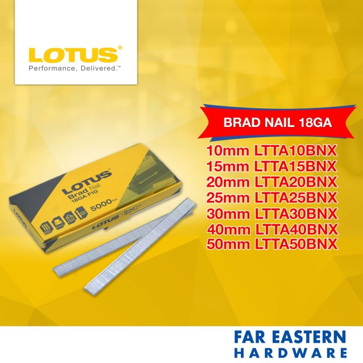 LOTUS Brad Nail 18GA F10 F15 F20 F25 F30 F40 F50 Nails LTAC | Lazada PH