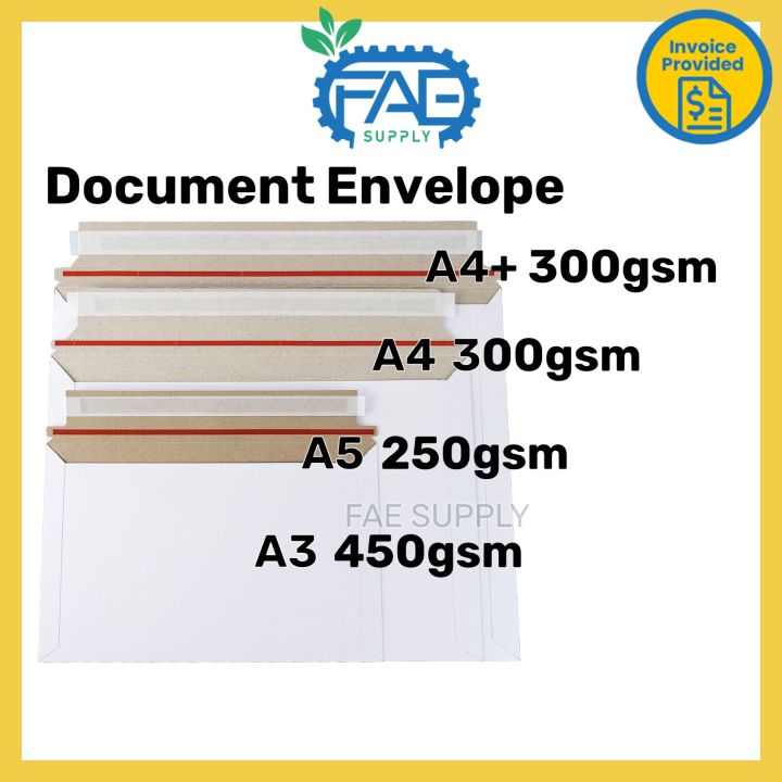 White Document Envelope Hard Cardboard Sampul surat putih keras A5 A4 ...