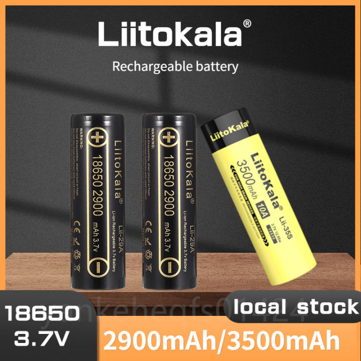 LiitoKala 18650 2900mAh 3.7V/ 3500mAh 10A pelepasan kuasa tinggi bateri ...