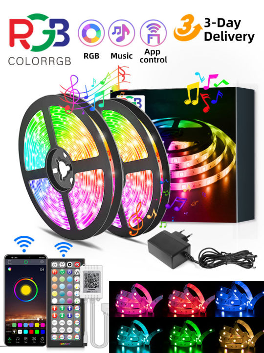 ไฟ LED Strip Bluetooth 5050 RGB เทปริบบิ้นยืดหยุ่นควบคุมโทรศัพท์ไดโอด ...