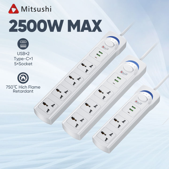 Mitsushi Power Extension Outlets Charger Power Strip Original Heavy Multifunction Socket Plug