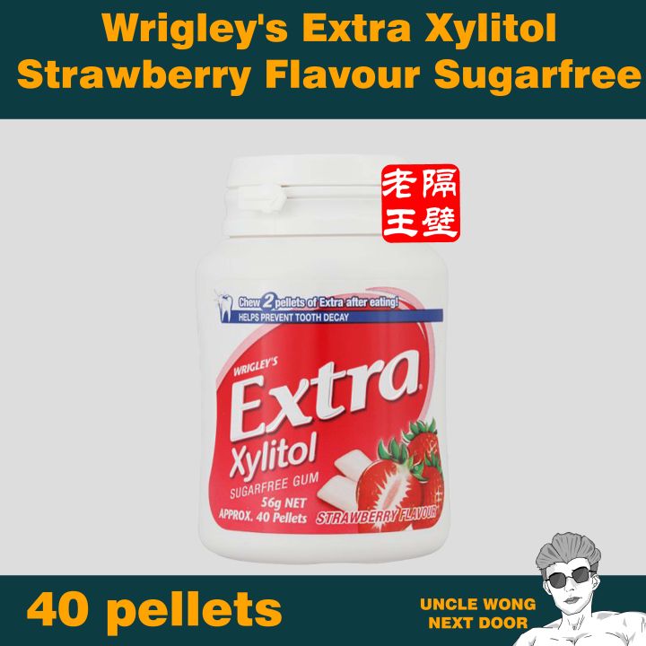 Wrigley's Extra Xylitol Strawberry Flavour Sugarfree Gum 40 Pellets 56g ...