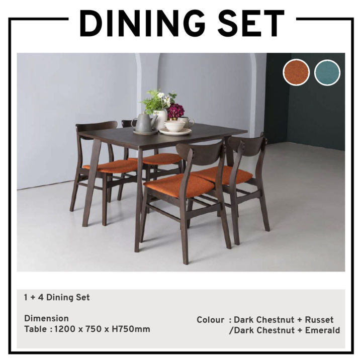 Dining Set 1+4 Dining Table Wood Chair Wooden Dining Set 4 Seater ...
