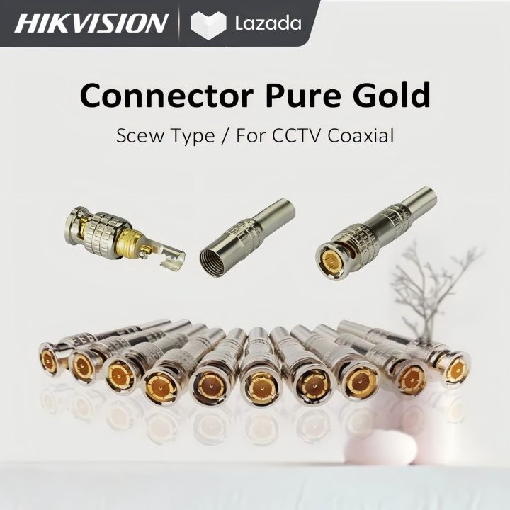 Hikvision BNC Connector Gold (scew type) for CCTV Coaxial Siamese Cable ...