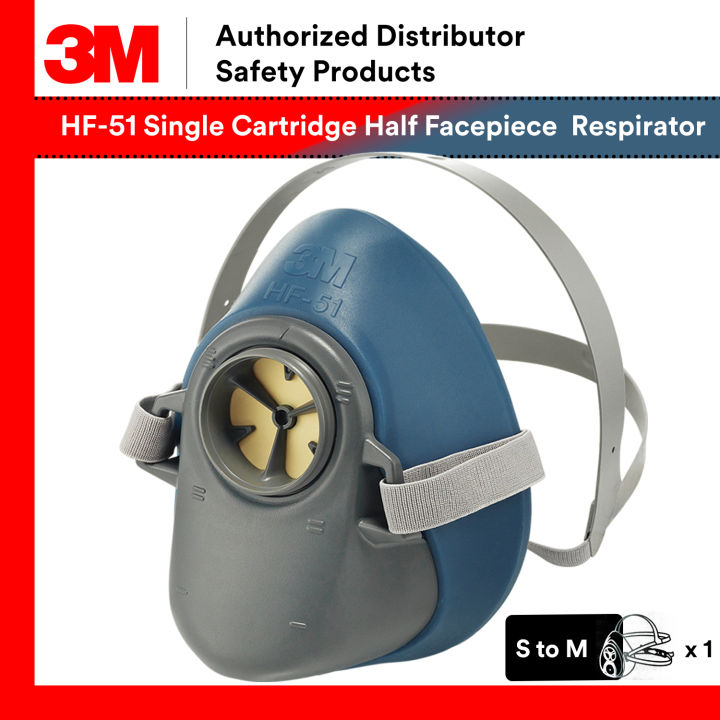 3M HF-51 / HF-52 Reusable Half Facepiece Single Cartridge Respirator / Small to Medium / Medium ...