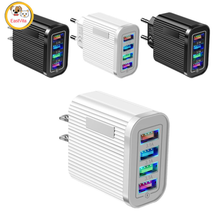 USB Charger 4 Ports Phone Fast Charging Power Adapter Plug Cube Smart ...