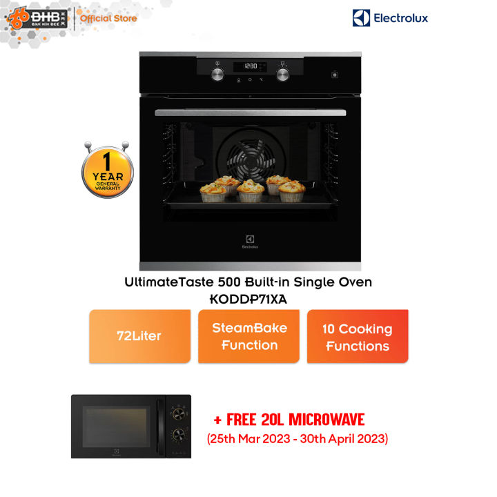 Electrolux 60cm UltimateTaste 500 Built-in pyrolytic oven KODDP71XA with 72L capacity SteamBake ...