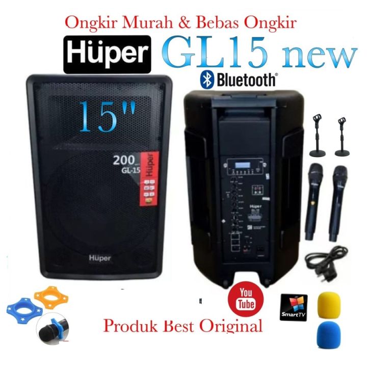 speaker Aktif Huper 15inch Wireless portable audio GL15 original resmi ...