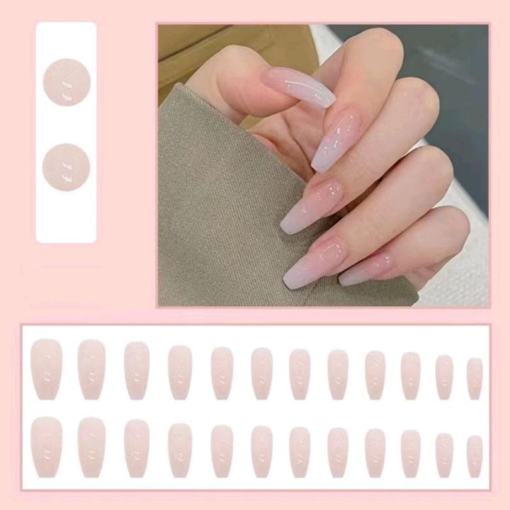 24-piece Artificial False Fake Nails with Jelly Glue Strip & Mini Nail ...