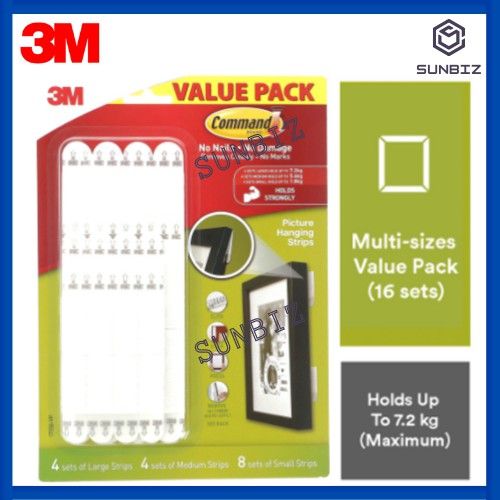 3M Command White Picture Hanging Strips Value Pack (16 sets/pck) Wall ...