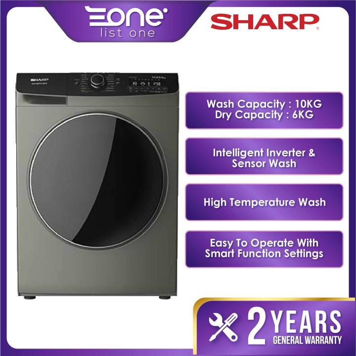 Sharp Japan Inverter 10KG Wash 6KG Dry Front Load Washer Dryer ...