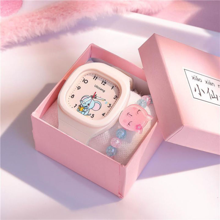 Kegllect Children's Cartoon Quartz Watch Square Silicone Ins Cute Small ...
