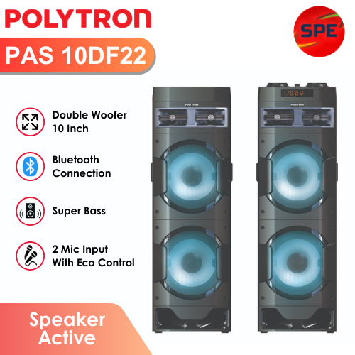 SPEAKER ACTIVE POLYTRON DOUBLE WOOFER 10 INCH PAS 10DF22 / PAS10DF22 ...