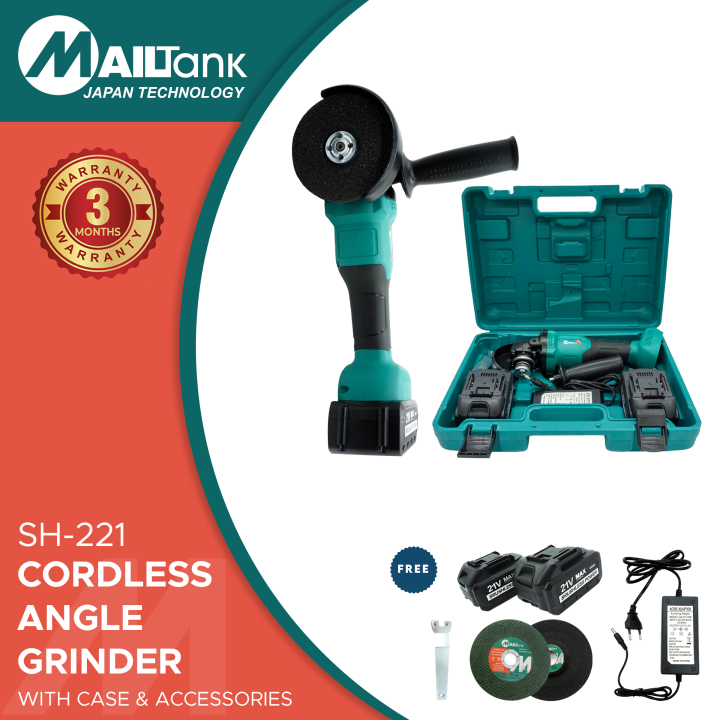 MAILTANK (SH-221) Cordless Angle Grinder with 2 Lithium Batteries ...