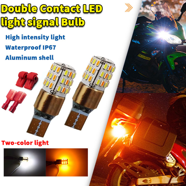 PMShop Motorcycle 2PCS Double Contact LED light signal Bulb T10 Dual ...